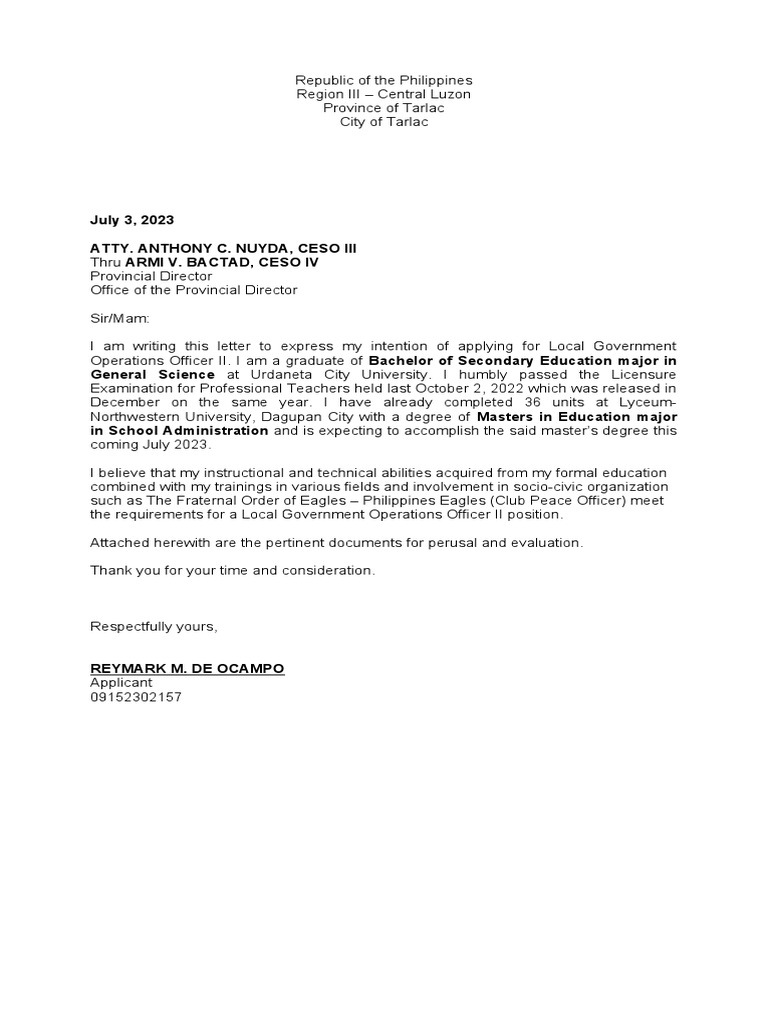 Deped Letter For Transfer