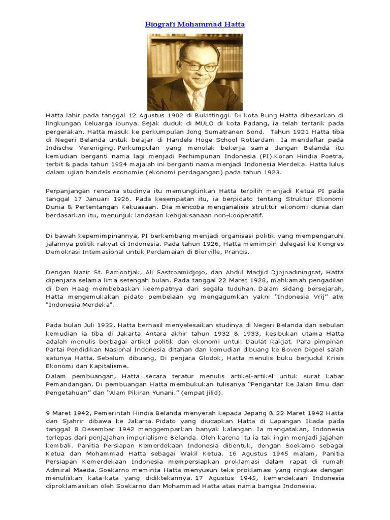 Biografi Mohammad Hatta | PDF