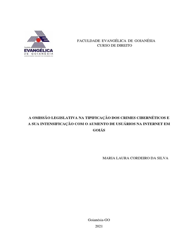 2021 - TCC - Maria Laura - Finalizado | PDF | Crimes cibernéticos | Crimes