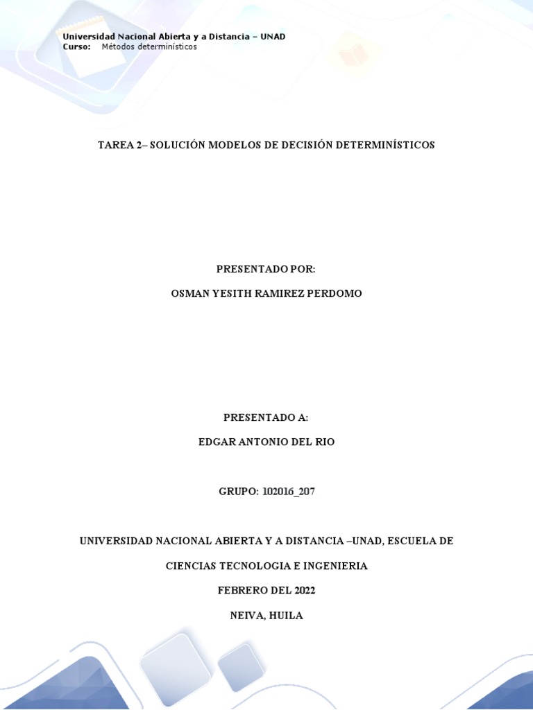 Tarea-2 - Osman Yesith Ramirez Perdomo | PDF | Programación lineal | Informática