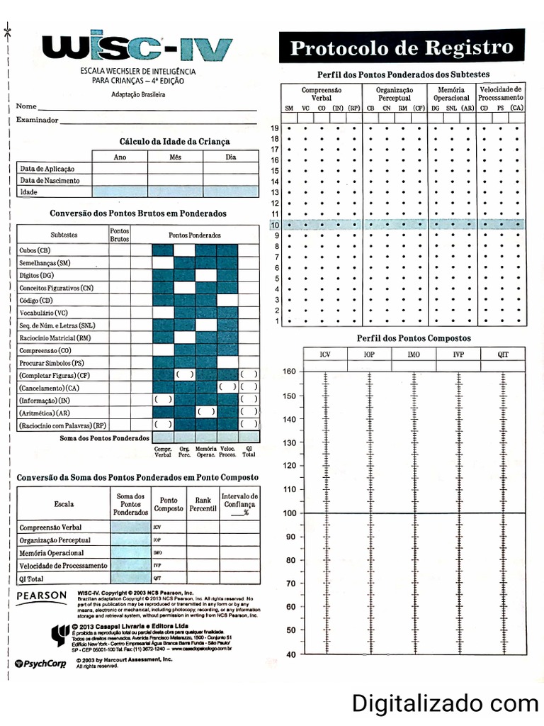 WISC IV - Protocolo de Registro-1 | PDF