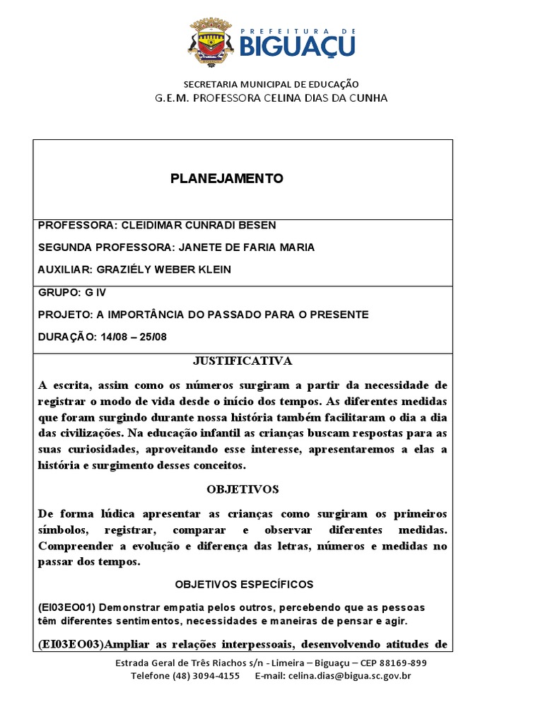 Plano A Importância Do Passado para o Presente | PDF | Comunicação ...