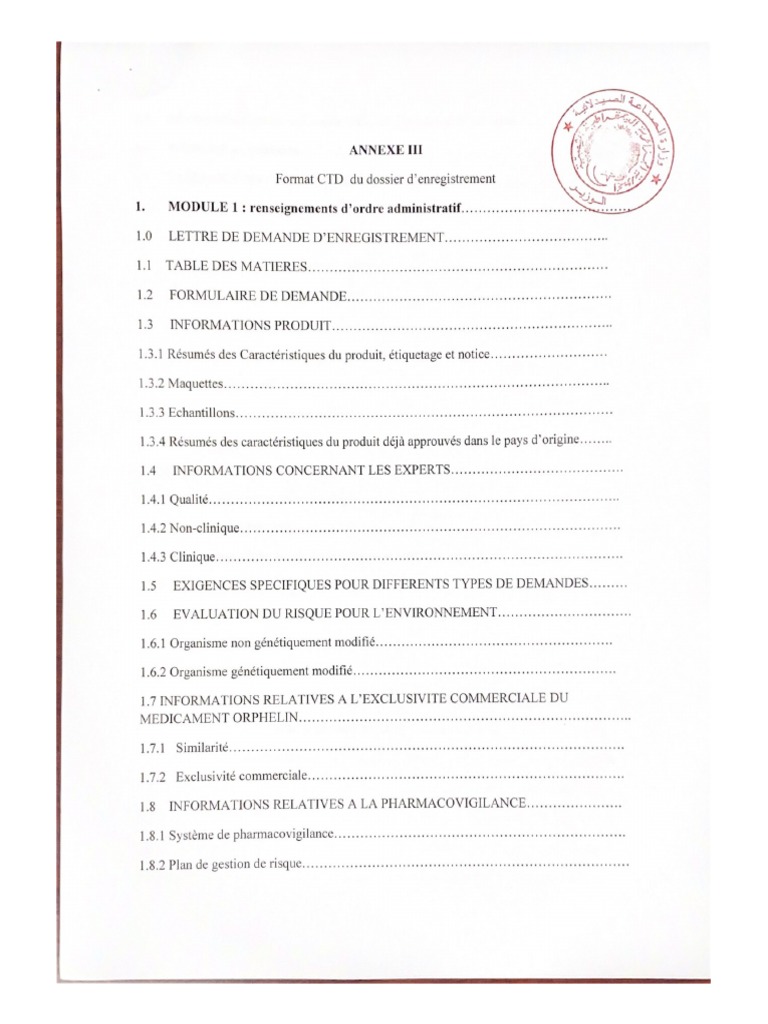 Annexe III Format CTD Du Dossier D'enregistrement | PDF