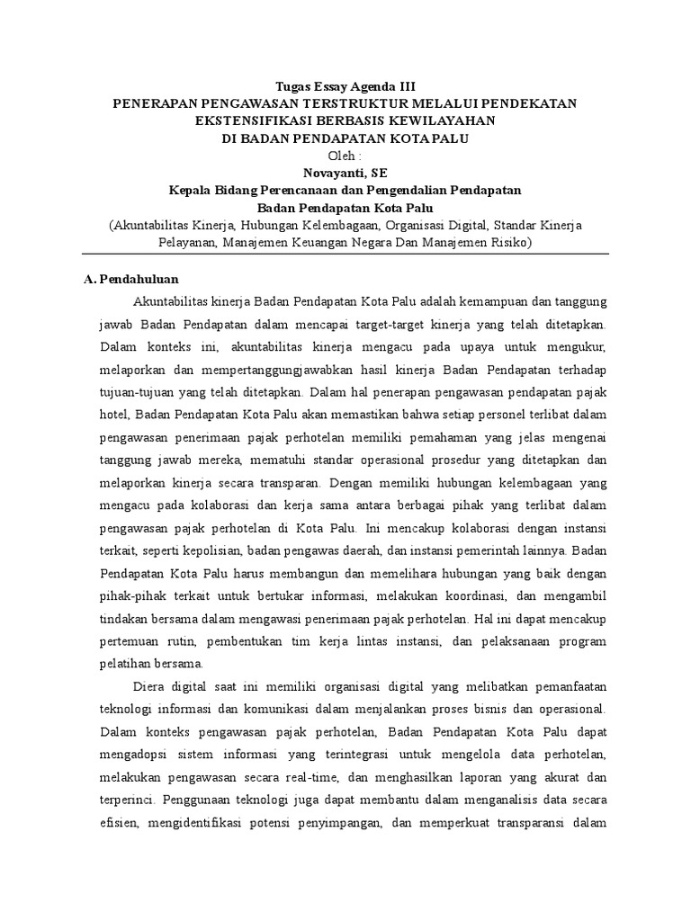 Tugas Essay Agenda III Novayanti, SE | PDF