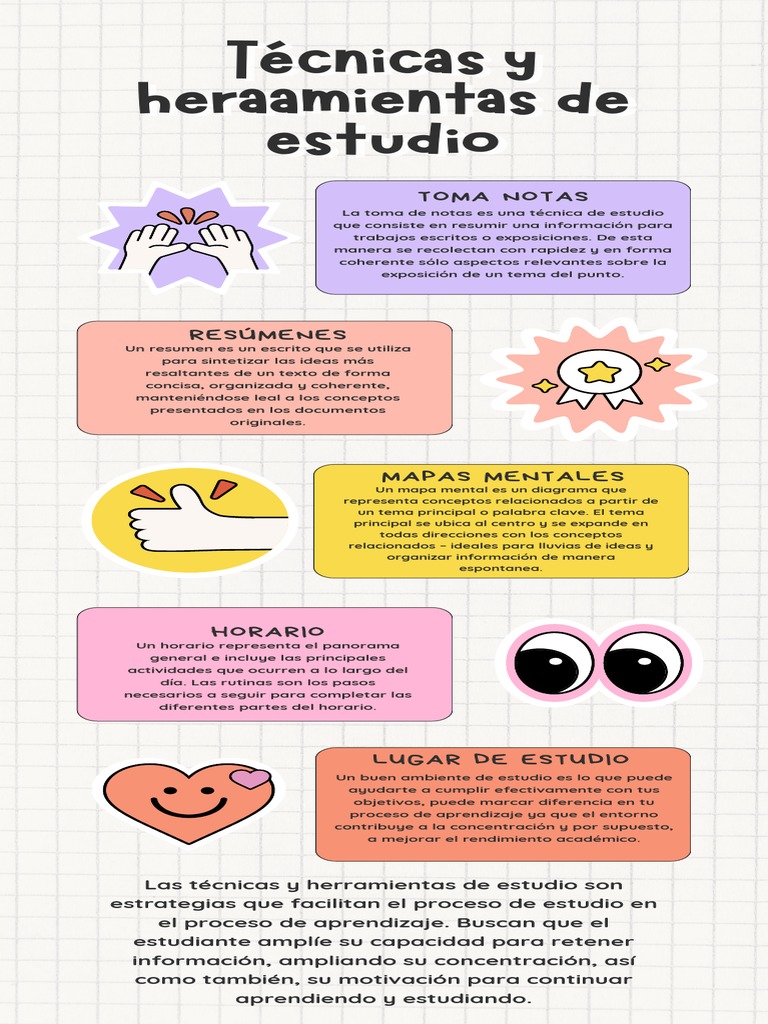 Infografía Técnicas y Herramientas de Estudio | PDF | Sumario abstracto) | Aprendizaje