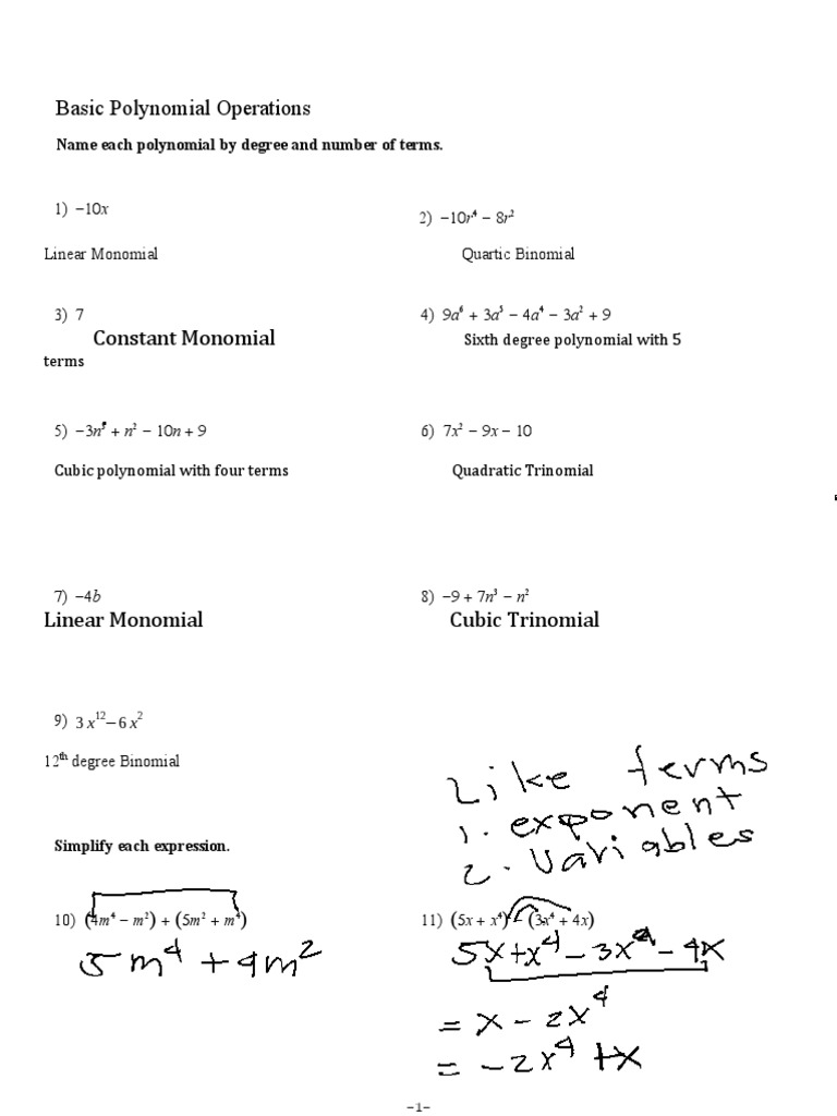 Polynomial Operations and Classifications | PDF