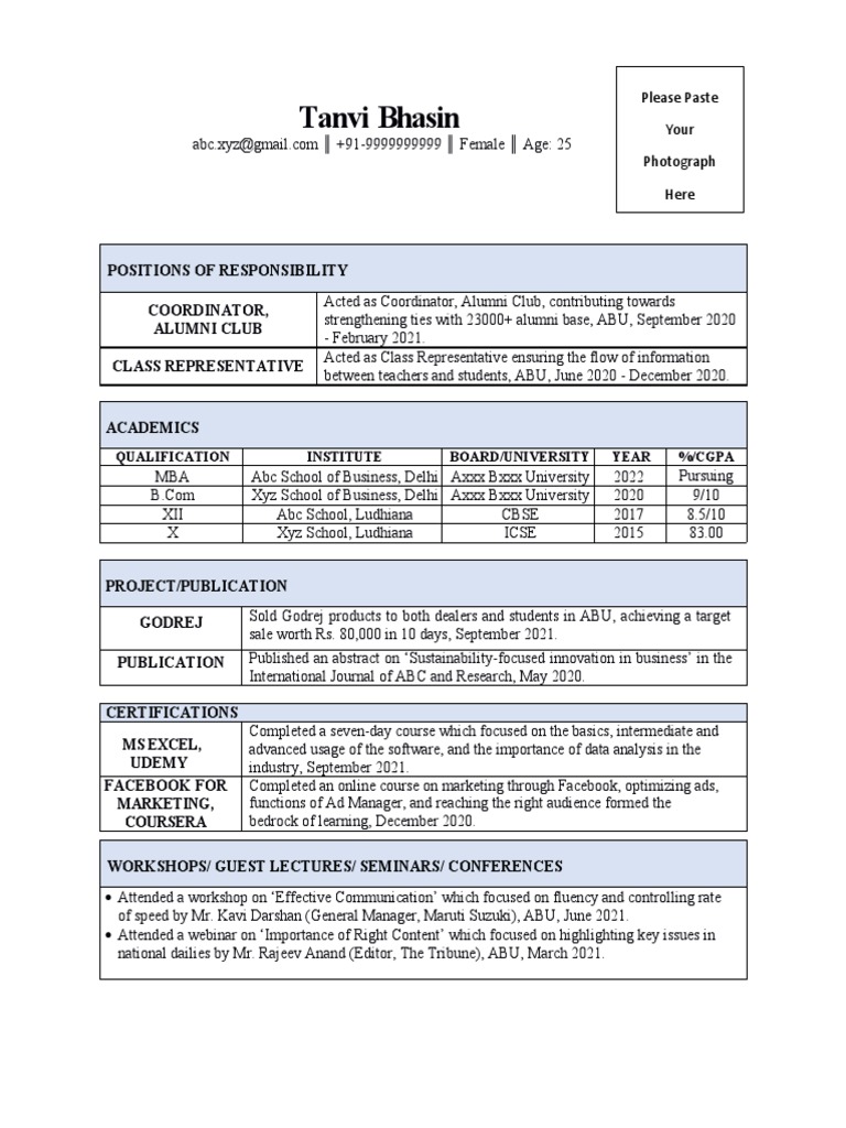 Final Sample CV Format | Download Free PDF | Punjab
