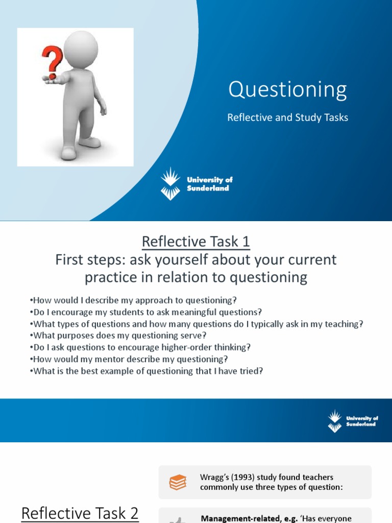 Questioning Reflective and Study Tasks | PDF | Lesson Plan | Mentorship