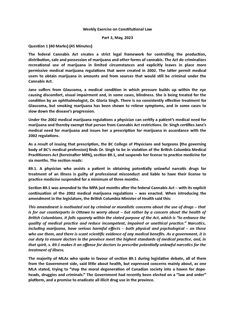 Weekly Exercise Part 3 May 2023 | PDF | Cannabis (Drug) | Criminal Law Weekly Exercise Part 3 May 2023 | PDF | Cannabis (Drug) | Criminal Law