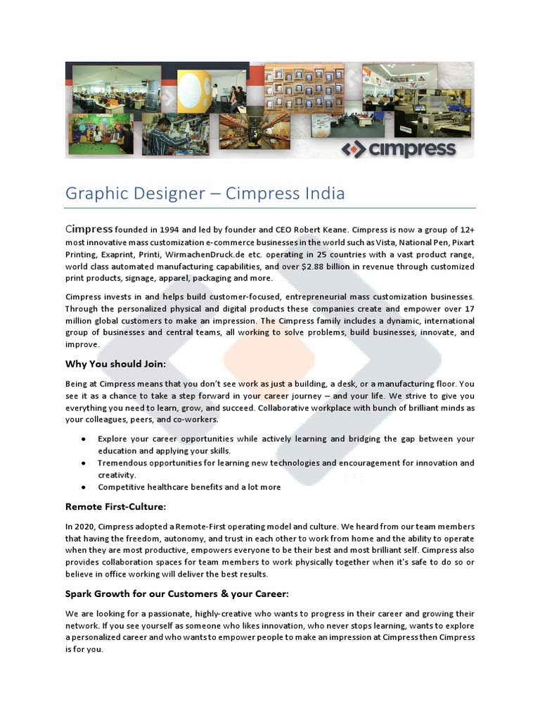 Graphic Designer - JD - Cimpress | PDF | Adobe In Design | Human Communication