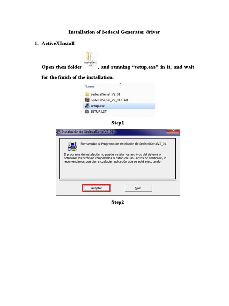 Sedecal Generator Driver Installation Guide | PDF