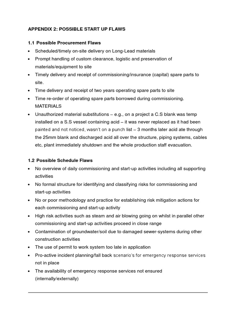 Flaw List | PDF | Valve | Pipe (Fluid Conveyance)