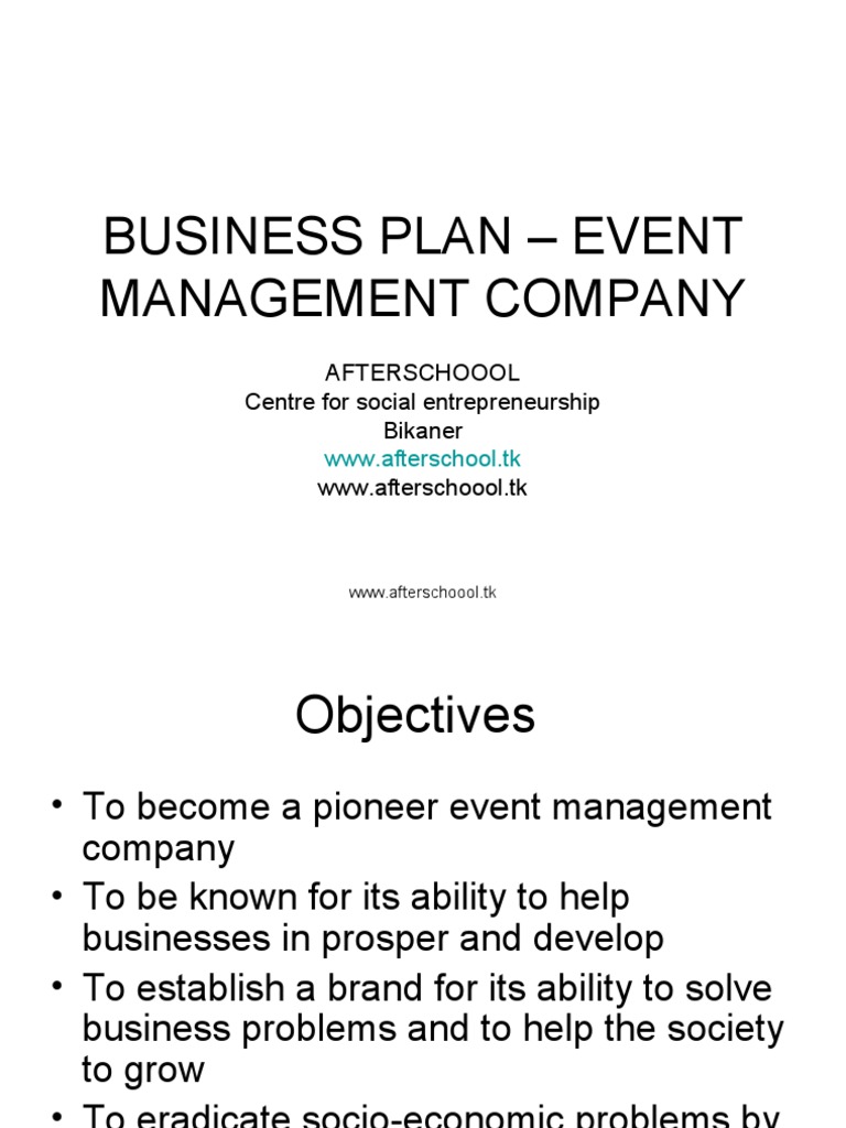 Business Plan - Event Management Company | PDF | Entrepreneurship ...