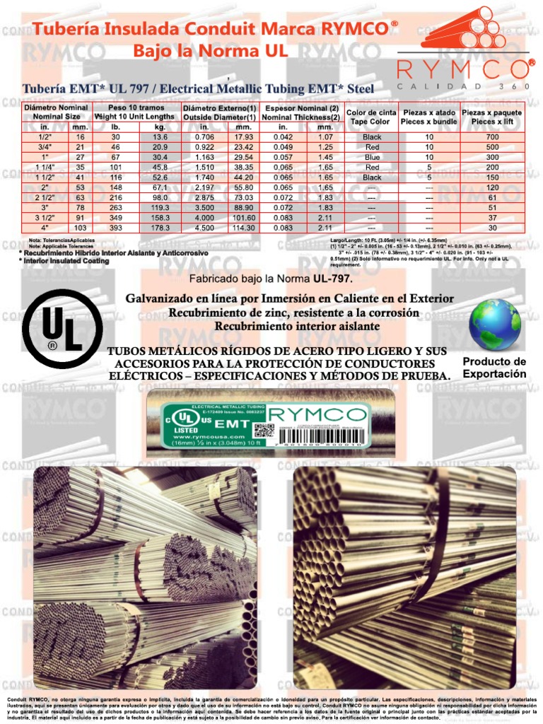Tubería Insulada Conduit Marca RYMCO Bajo La Norma UL | PDF