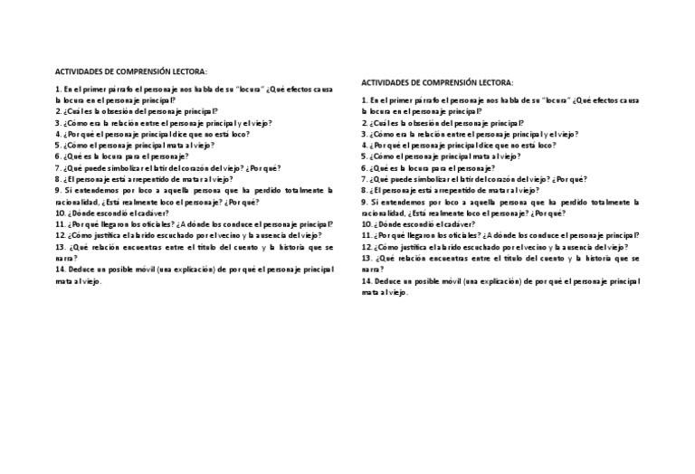 Actividades De Comprensión Lectora1 Pdf