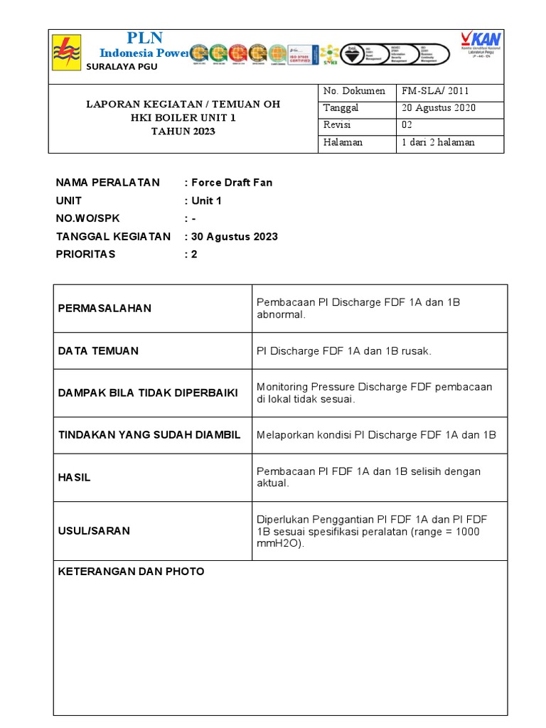 NCR PI Discharge FDF Unit 1 | PDF