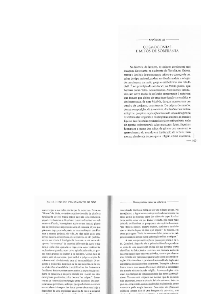 CAP - VII VERNANT, Jean-Pierre. As Origens Do Pensamento Grego. | PDF