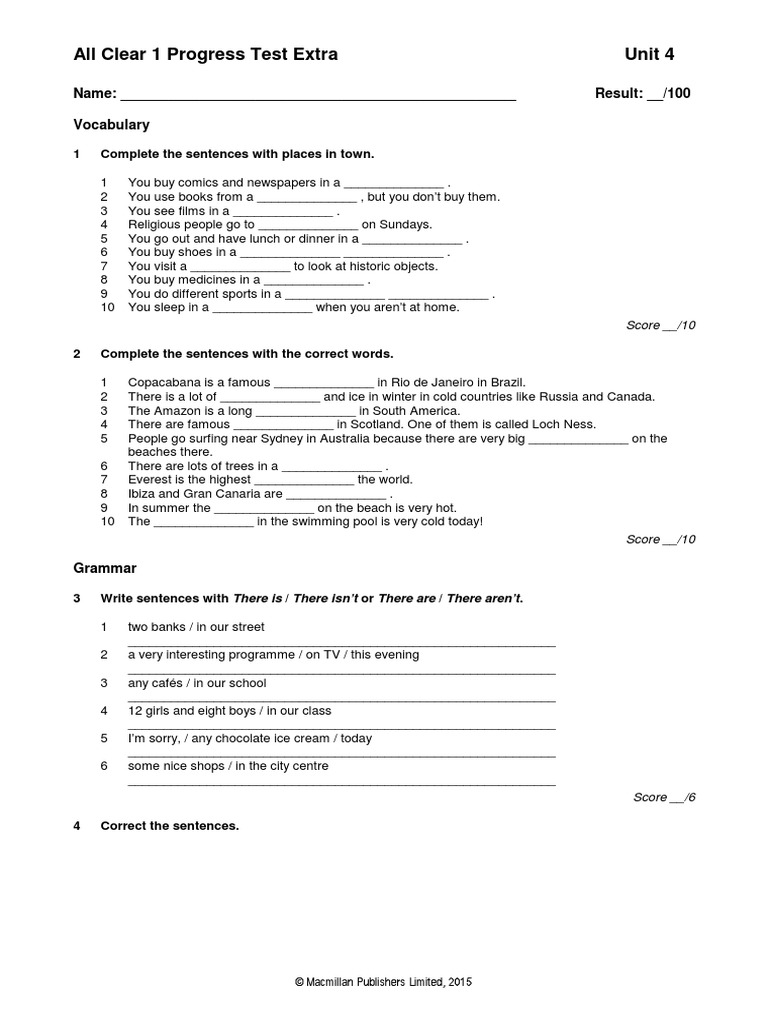 All Clear 1 Test U4 Extra | PDF | Scotland