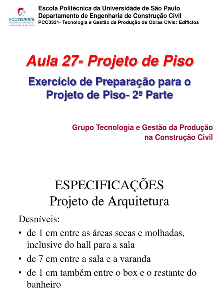 PCC 3331 Projeto Piso (Sem Desnível No Box Banho) - V3 | PDF ...