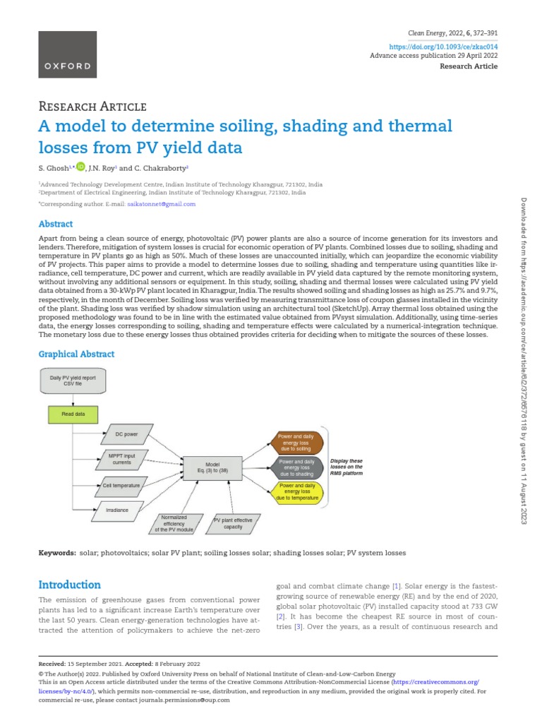 A Model To Determine Soiling, Shading and Thermal | PDF | Photovoltaics | Solar Panel