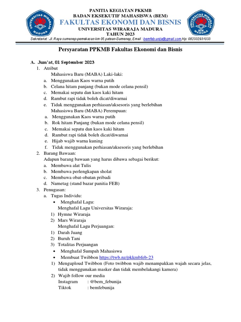 Panduan PPKMB FEB Universitas Wiraraja | PDF