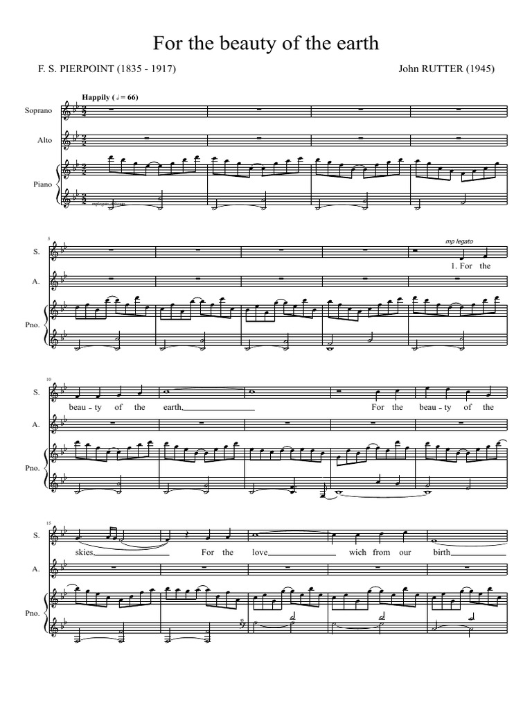 For The Beauty of The Earth Rutter MS | PDF | Musical Compositions ...