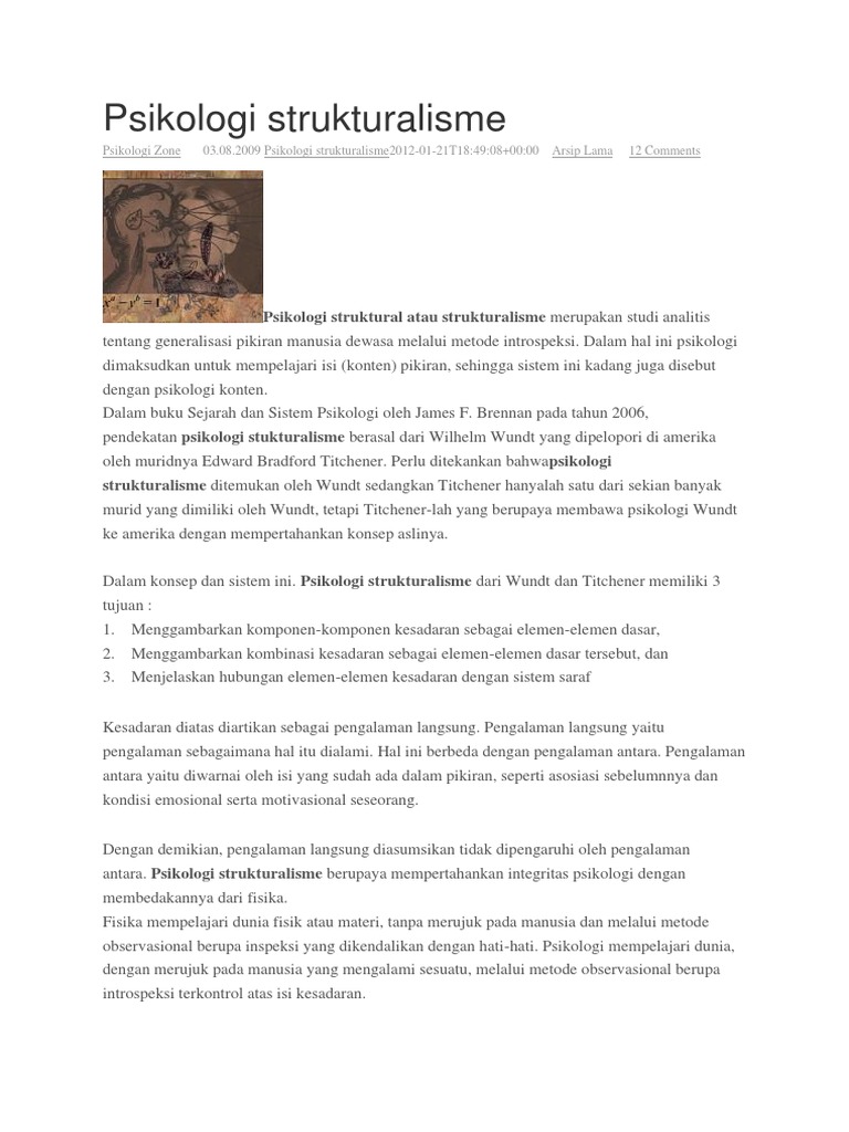 Teori Strukturalisme Psikologi | PDF