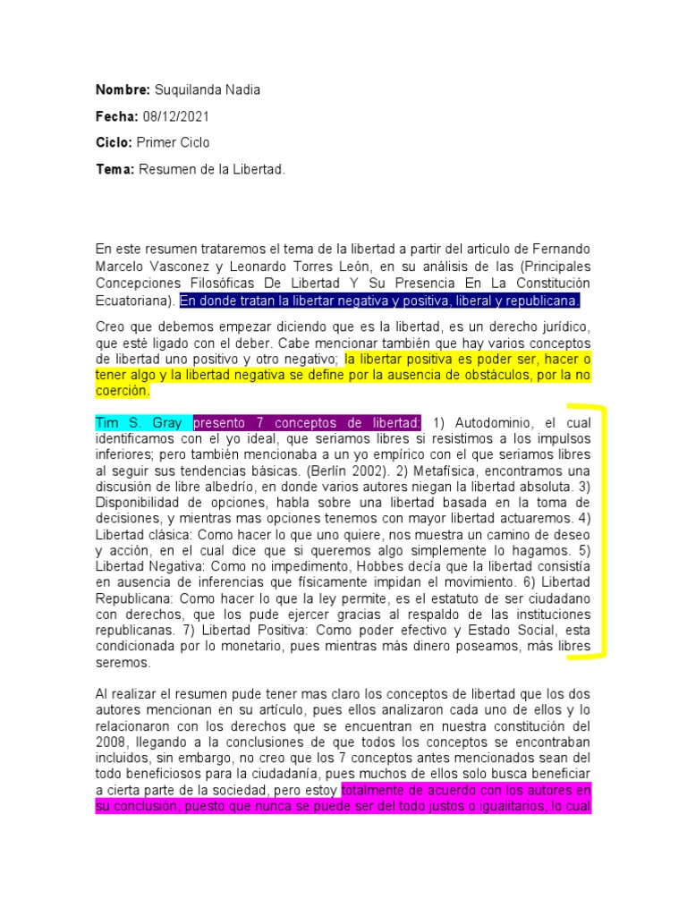 Resumen-Esquema 7 | PDF | Libertad | Libre albedrío