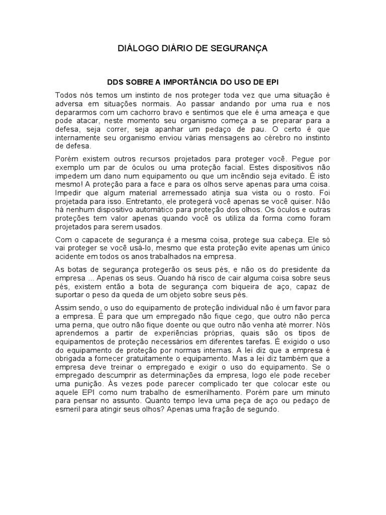 DDS Sobre A Importância Do Uso de Epi | PDF | Olho | Capacete