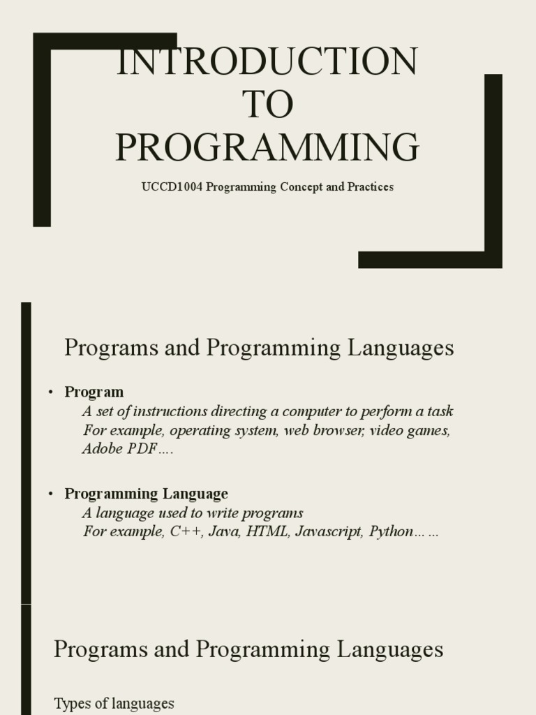 02 IntroductionToProgramming | PDF | Computer Programming | Computer Program