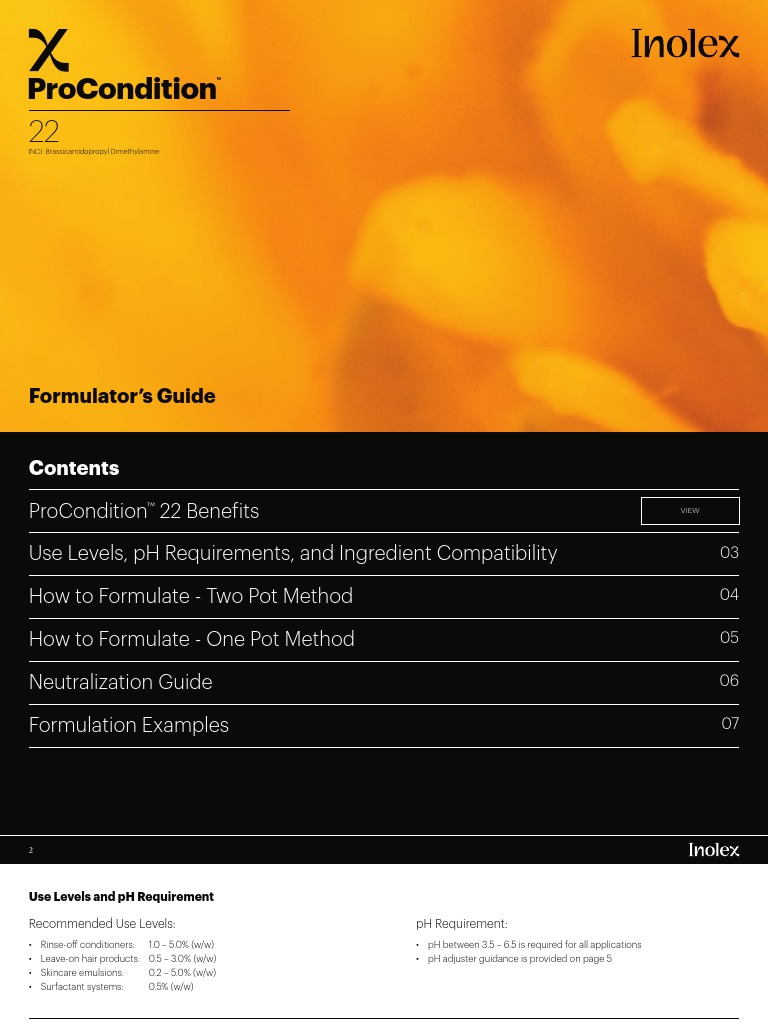 ProCondition-22 Formulator Guide | PDF | Emulsion | Phase (Matter)