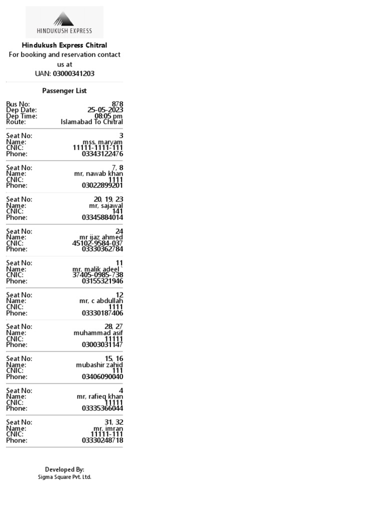 Passengers List | PDF