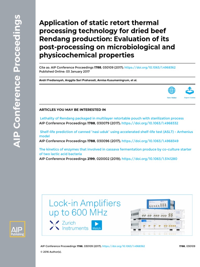 Application of Static Retort Thermal Processing Technology for Rendang ...