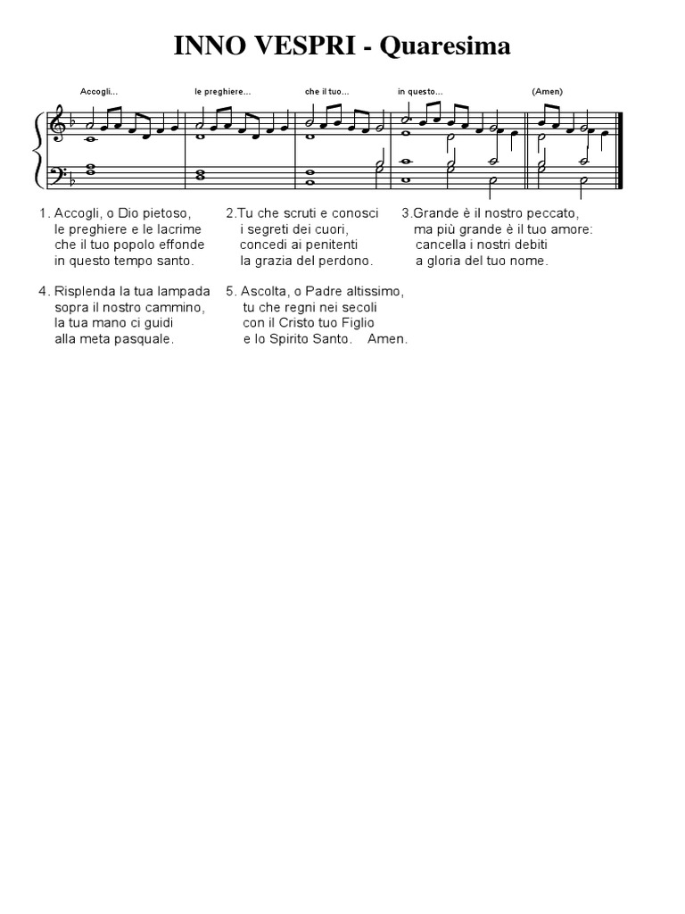 Inno Vespri Quaresima | PDF