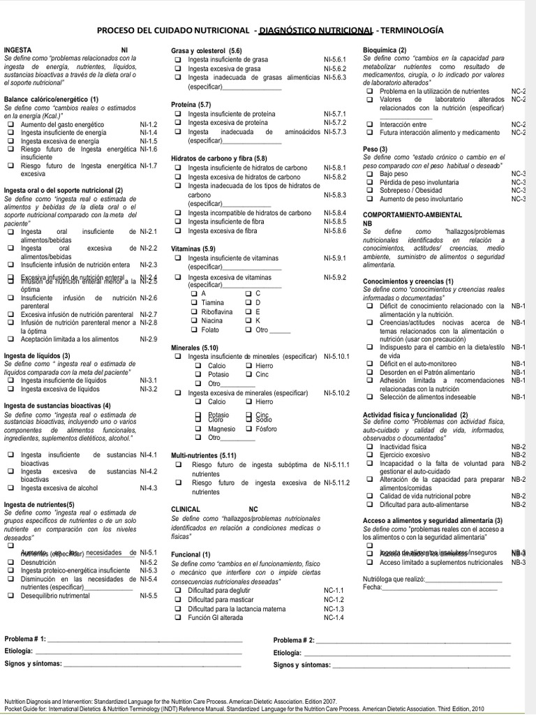 6) Terminología Diagnóstico Nutricional Ada 2010 | PDF | Nutrición ...