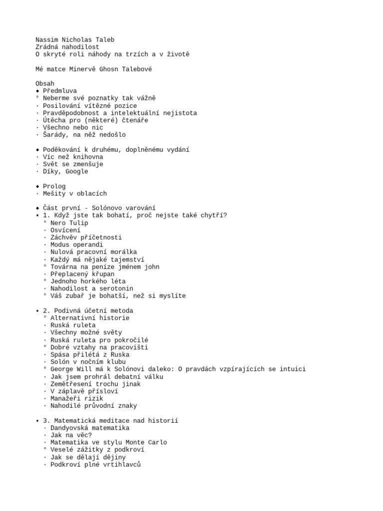 Nassim Nicholas Taleb - Zradna Nahodilost | PDF