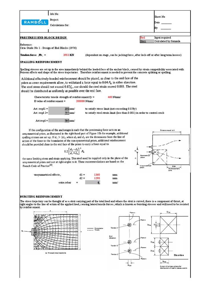 Prestress End Block Design Calculations | PDF | Stress (Mechanics ...