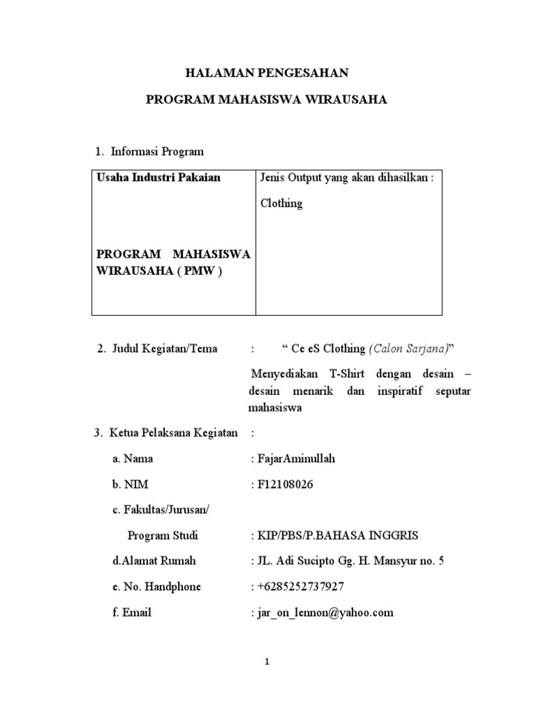 Proposal PMW 2012 | PDF