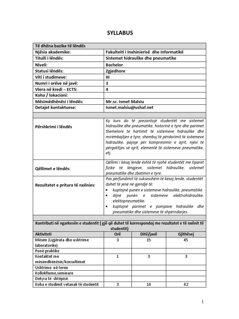Sistemet Hidraulike Dhe Pneumatiket | PDF