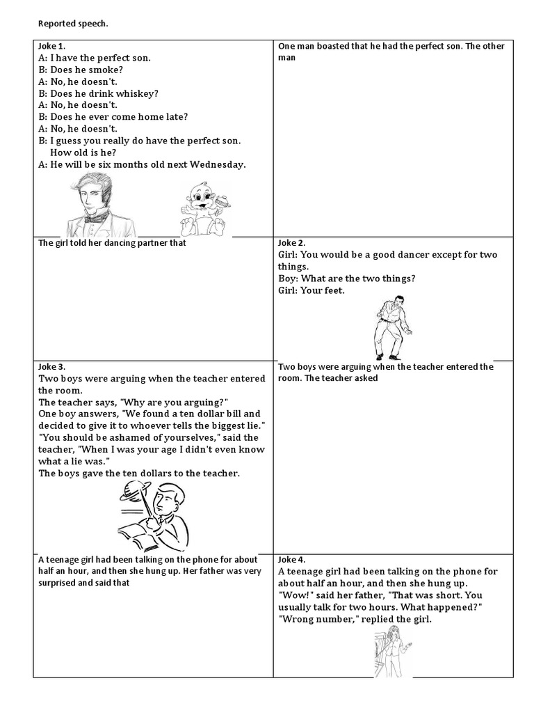 Reported Speech Jokes Fun Activities Games Grammar Drills Tests - 30978 ...