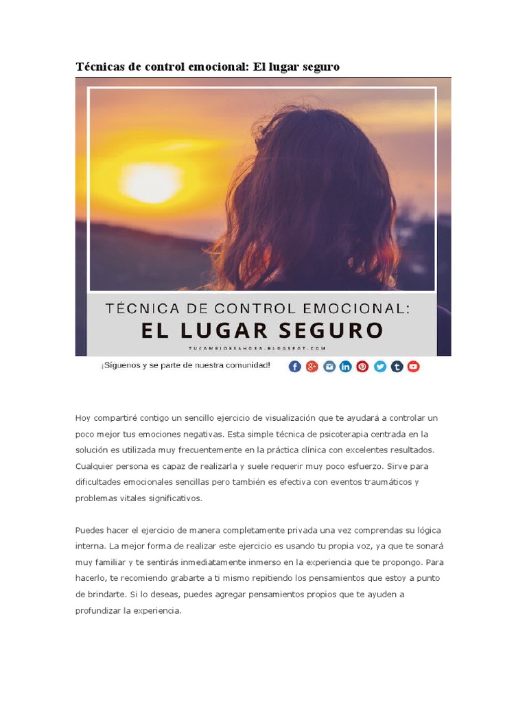 Técnicas de Control Emocional | PDF | Las emociones | Experiencia