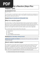 Reaction Paper Format | PDF | Paragraph | Writing