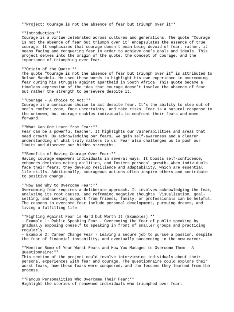 Project Courage Is Not The Absence | PDF | Courage | Fear