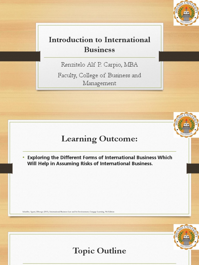Module 1.1 Introduction To International Business | PDF | Intellectual Property | License