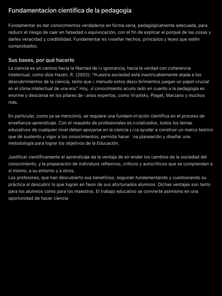 Fundamentacion Cientifica de La Pedagogía | PDF Fundamentacion Cientifica de La Pedagogía | PDF