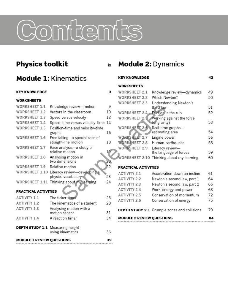 Sample Pages: Physics Toolkit Module 1: Kinematics Module 2: Dynamics | PDF | Euclidean Vector ...