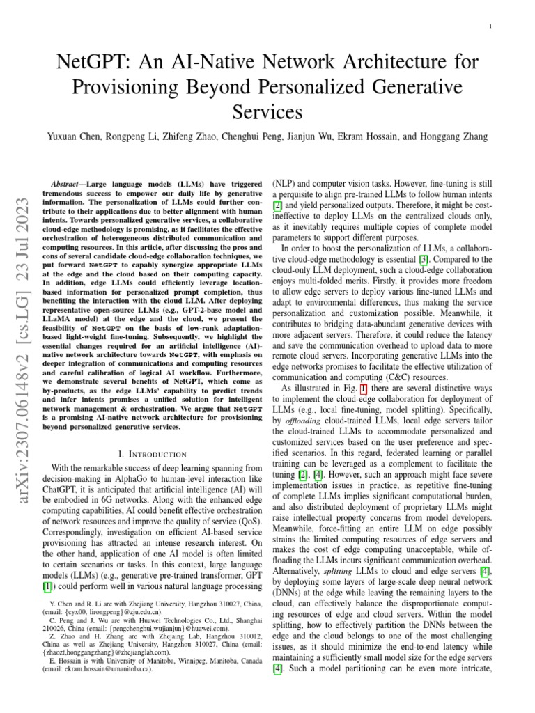 NetGPT An AI Native Network Architecture For Provisioning Beyond Personalized Generative Service ...