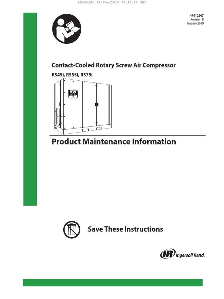 Product Maintenance Information: Contact-Cooled Rotary Screw Air ...