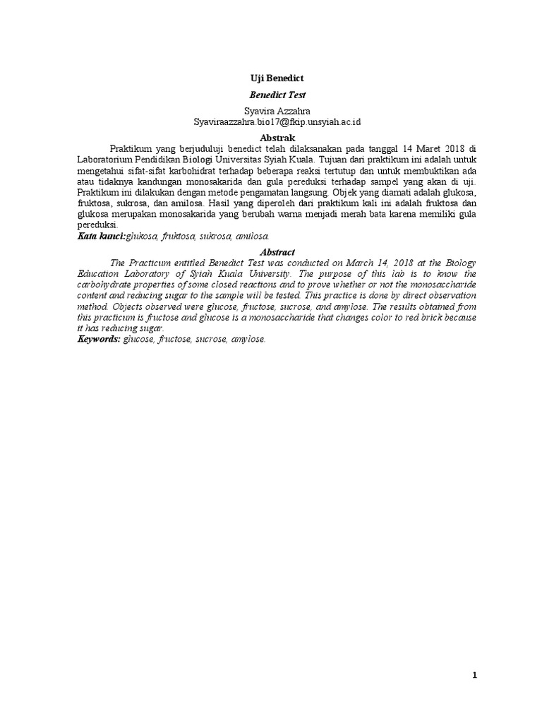 Abstrak Uji Benedict | PDF