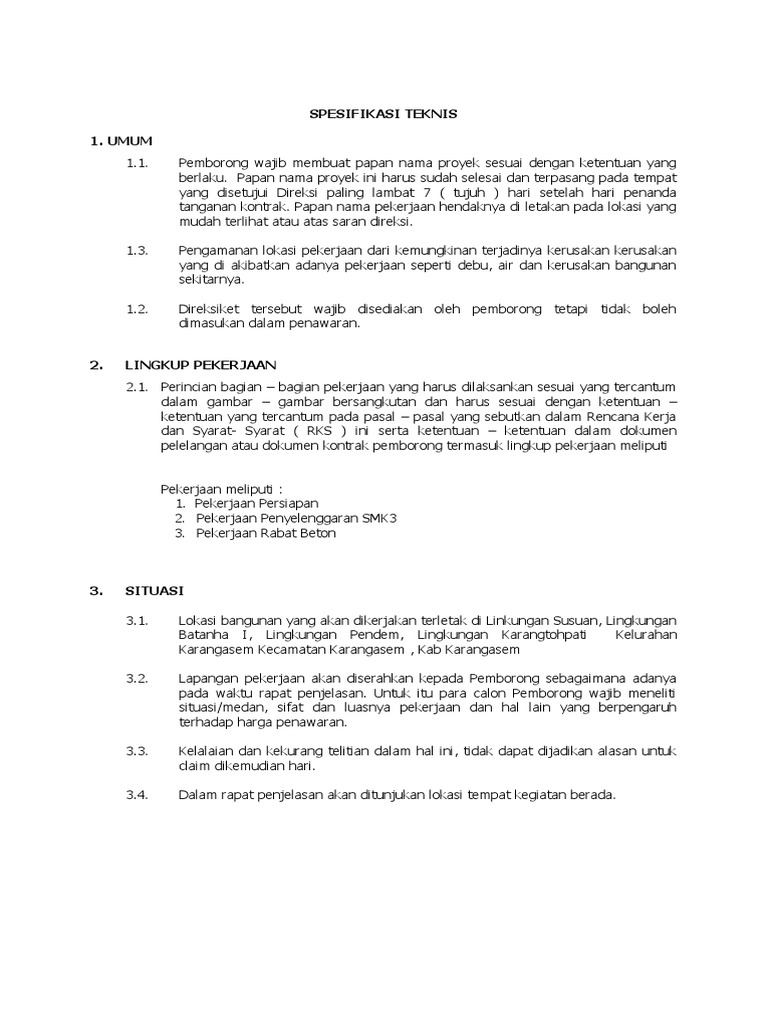 Spek Rabat Beton | PDF